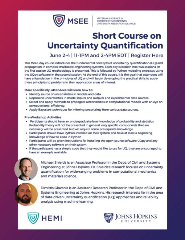 MSEE Short Course: Uncertainty Quantification – Materials Science in Extreme Environments